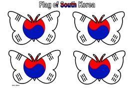 Butterfly Themed Flag of South Korea | Teaching Resources