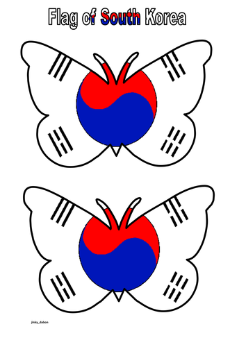 Butterfly Themed Flag of South Korea | Teaching Resources