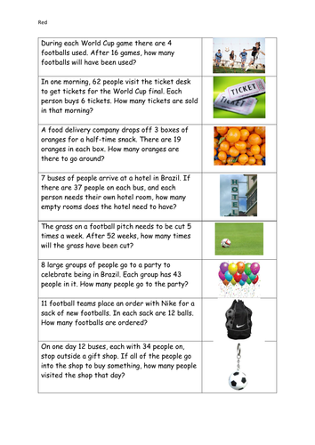 World Cup Multiplication Word Problems | Teaching Resources