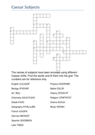 Caesar Cipher Subjects | Teaching Resources