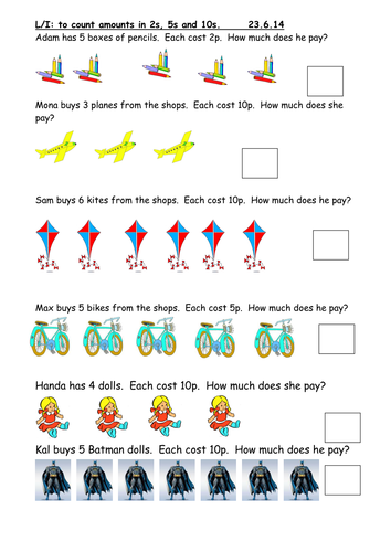 Counting money in 2s, 5s and 10s | Teaching Resources