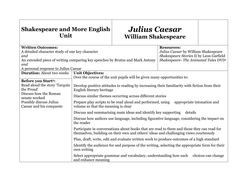 Unit of Work for Shakespeare's Julius Caesar | Teaching Resources