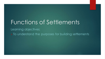 Functions of settlements | Teaching Resources