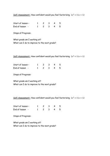 Quadratic Factorisation | Teaching Resources Quadratic Factorisation | Teaching Resources