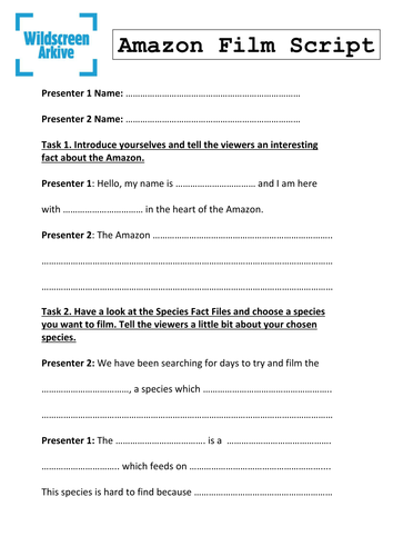 Brazil and the Amazon - Wildlife Film Script | Teaching Resources