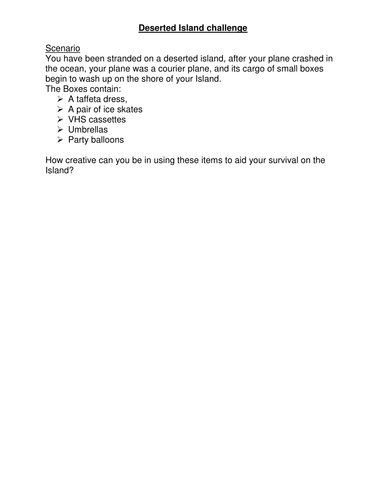 Deserted Island Challenge | Teaching Resources