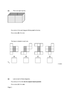 3D shapes Nets - Levelled SATs questions | Teaching Resources
