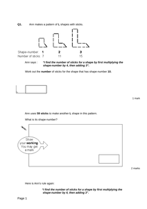 Algebra - Levelled SATs questions by paul urry - UK Teaching Resources ...