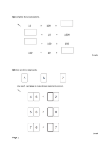 Place Value - Levelled SATs questions by paul urry - UK Teaching ...