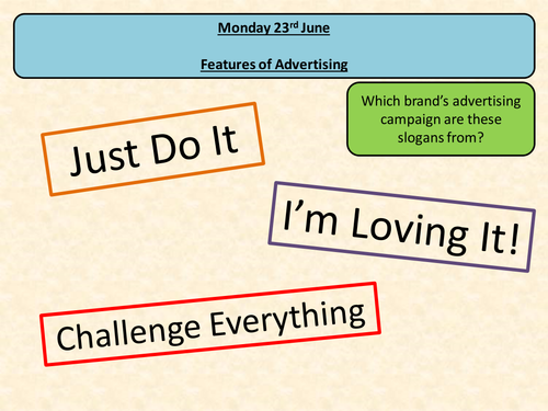 Comparing features of advertising | Teaching Resources