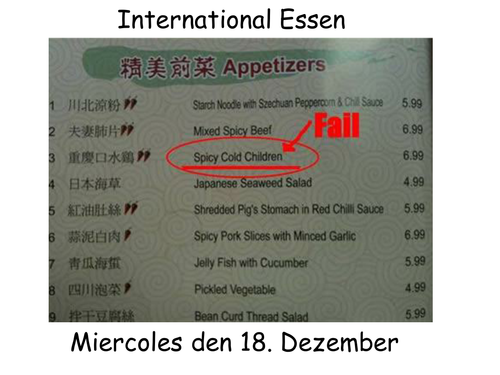 International Menu - Foods from around the world | Teaching Resources