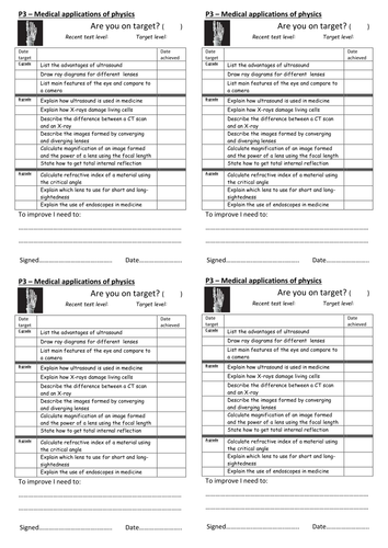 AQA GCSE physics levelled target stickers P1, P2 & P3 | Teaching Resources
