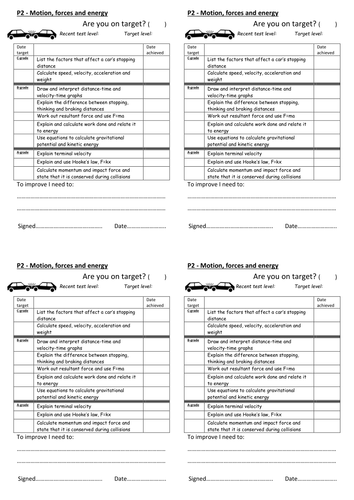 AQA GCSE physics levelled target stickers P1, P2 & P3 | Teaching Resources