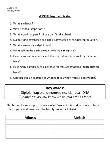 Mitosis and cell division | Teaching Resources