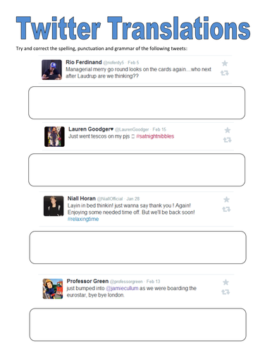 Twitter Translations - SPAG Starter | Teaching Resources