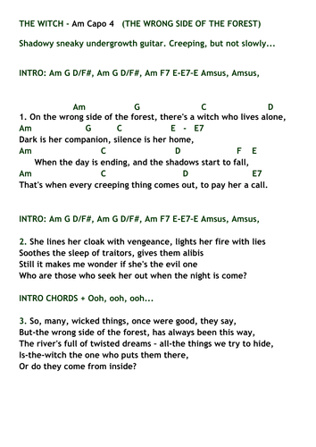 THE WITCH - DESCRIPTIVE SONG | Teaching Resources