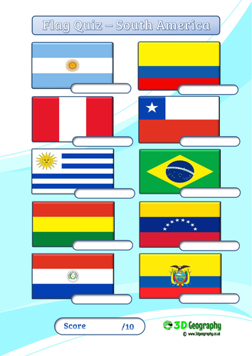 Flag quiz - South America | Teaching Resources