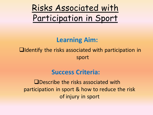 Risks associated with Sports Participation | Teaching Resources
