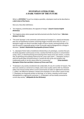 An Introduction to Dystopian Literature | Teaching Resources