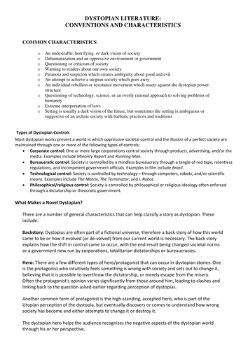 An Introduction to Dystopian Literature | Teaching Resources