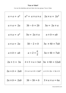 Algebra true or false | Teaching Resources