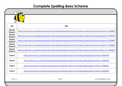 Updated Year 5 2014 spelling bees multi-task scheme by paul urry - UK ...