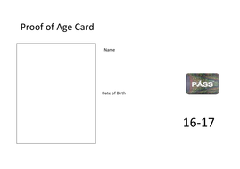 Proof of Age Cards worksheet | Teaching Resources