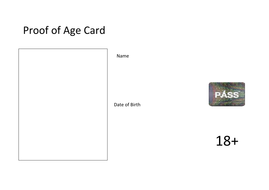 Proof of Age Cards worksheet | Teaching Resources