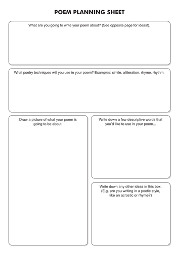 Poetry Techniques and Worksheets | Teaching Resources
