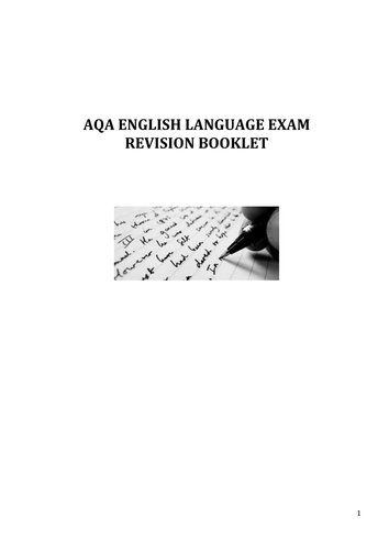 AQA English Language Higher Exam Revision Booklet | Teaching Resources