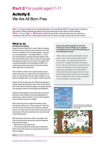 Book and activities: We Are All Born Free | Teaching Resources