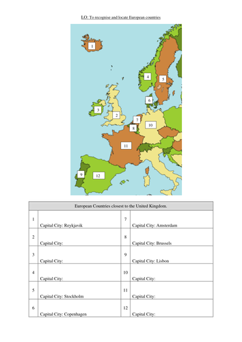 Recognising European countries close to UK | Teaching Resources