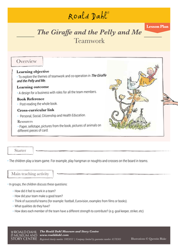 The Giraffe and the Pelly and Me - Lesson Plan | Teaching Resources