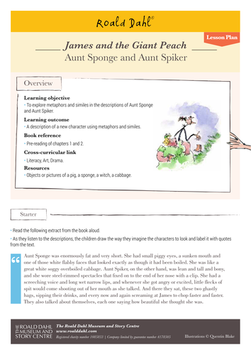 James and the Giant Peach - Lesson Plan | Teaching Resources