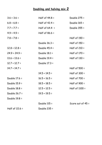 KS2 mental maths skills - add/subtract double/half by Joanneknight - UK ...