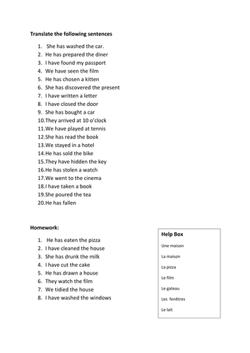 French Perfect Tense | Teaching Resources