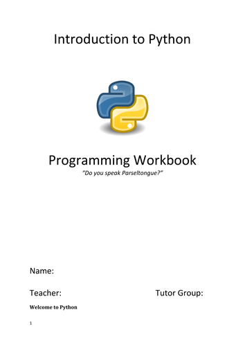 Introductory booklet for Python | Teaching Resources