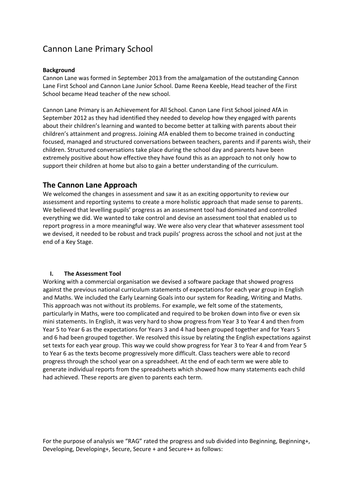 Cannon Lane Primary School - Assessment Tool | Teaching Resources