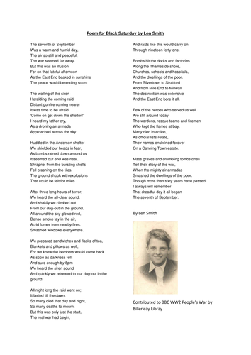 Blitz Poetry | Teaching Resources