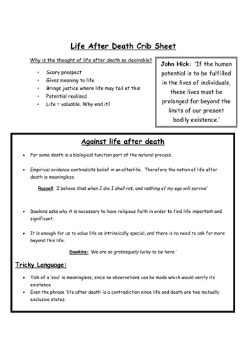 Edexcel A2 Life after Death 10 lessons | Teaching Resources