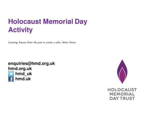Holocaust Memorial Day 2015 - Activities | Teaching Resources