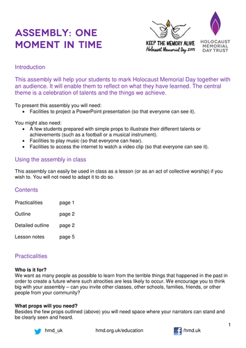 SEN Assembly for Holocaust Memorial Day 2015 | Teaching Resources