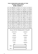 YEAR 5-6 WORD-SEARCH USING WORD LIST FROM NAT CURR | Teaching Resources