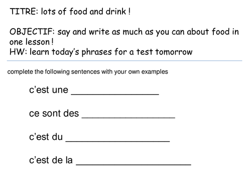 food and drink indef and partitive articles | Teaching Resources