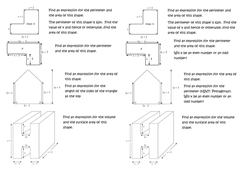Compound Shapes and Algebra | Teaching Resources