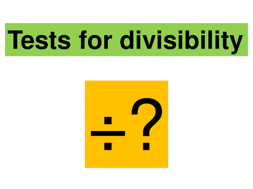 Tests For Divisibility Teaching Resources 