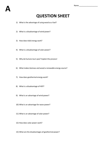 Renewable and Non Renewable Energy KS3 | Teaching Resources