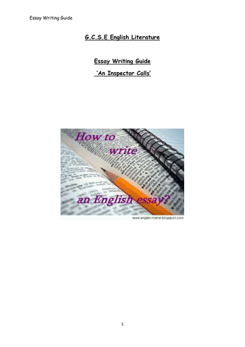 Essay Writing booklet for 'An Inspector Calls' | Teaching Resources