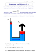 Pressure and hydraulics worksheet | Teaching Resources