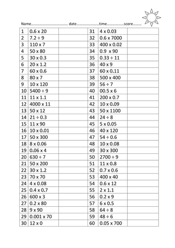 Times Tables - 5 Minute Challenge | Teaching Resources